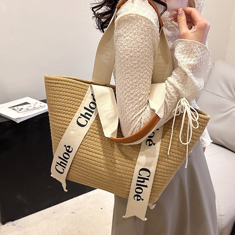 Vacation Style Rope Braided Tote Bag Outing Large Capacity Casual ...
