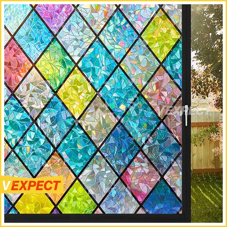 Stained Glass Window Sticker Film, Colorful Lattice Window Tint ...