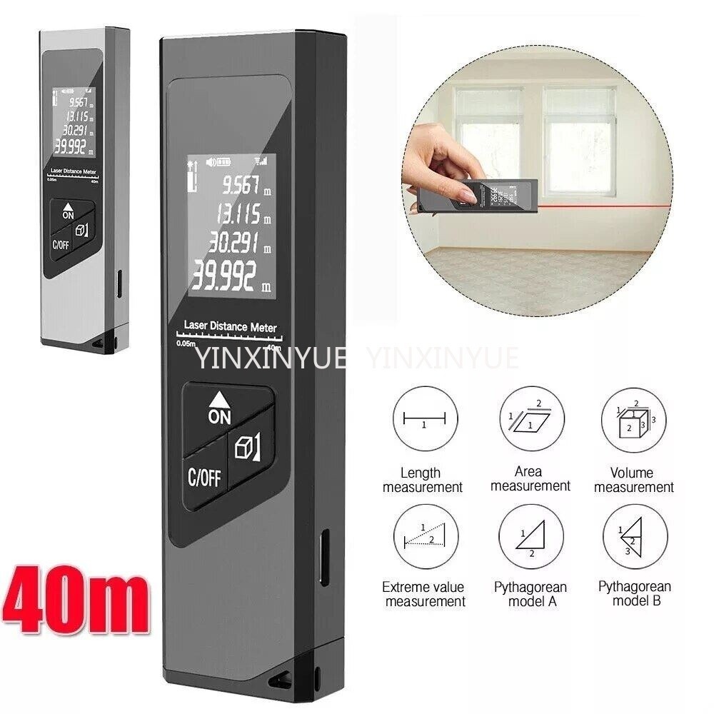 Laser Distance Meter Digital 40M Rangefinder USB Charging Rangefinder ...