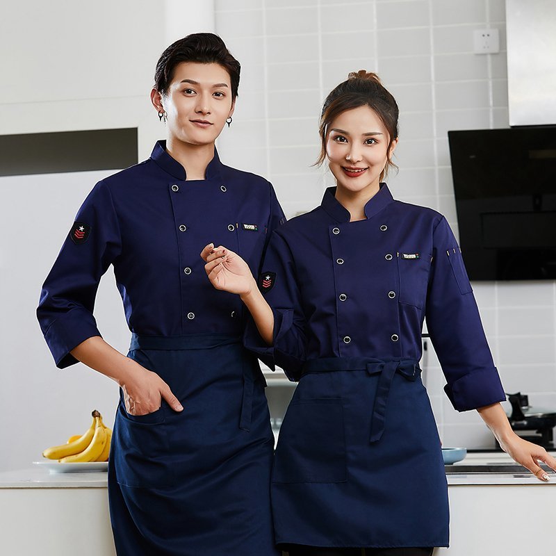 Plus size Chef Jacket women/men waiter work uniforms long sleeve hotel ...
