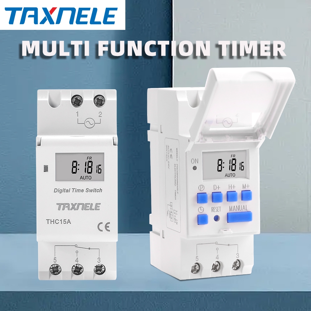 TAXNELE thc15a 7 Days Programmable Digital Timer Switch Relay Control 220V 16A Electronic Weekly ...