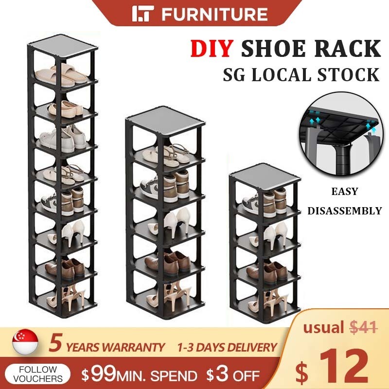 【SG Stock】Shoe Rack Shoe Cabinet DIY HDB BTO Shoe Rack Furniture Narrow ...