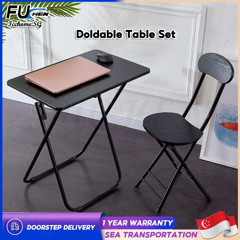 FUCHEN Foldable Table Set Folding Table Computer Desk Set Computer ...
