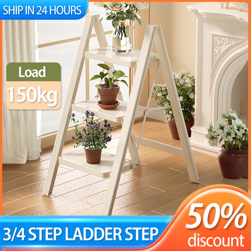 【SHIP FROM SG】3/4 Step Ladder Step Foldable Ladder Household Ladders ...