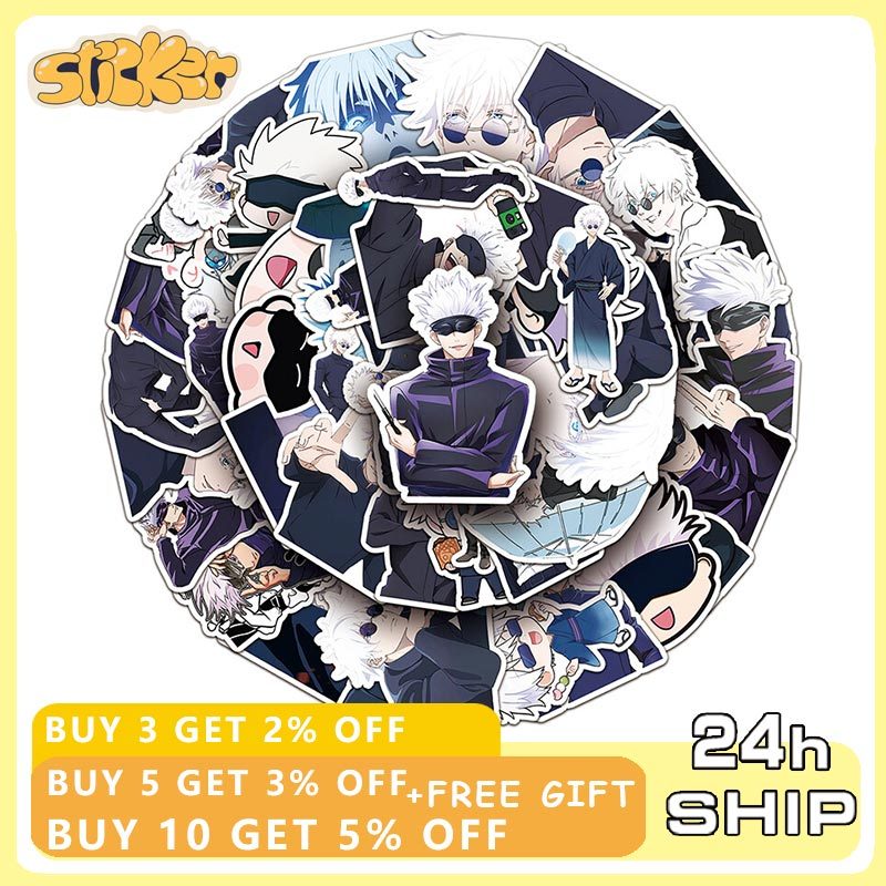 50pcs Jujutsu Kaisen Anime Stickers Cool Satoru Gojo Cartoon Decals ...