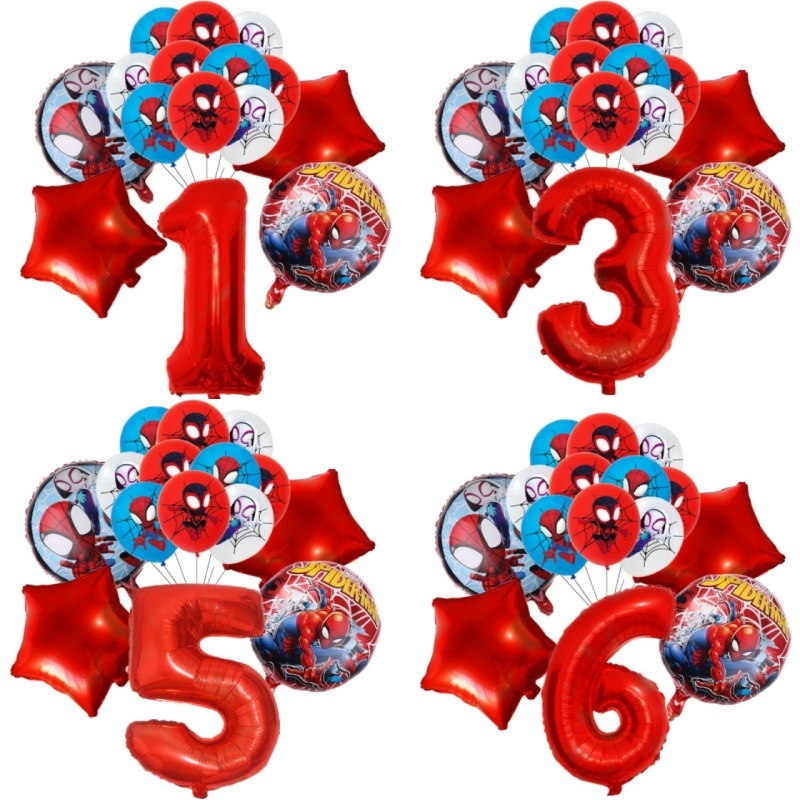 15pcs Spidey And His Amazing Friend Number Balloon Super Hero Spiderman ...