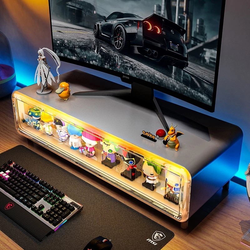Monitor Stand with Toy Display Stand Elevated Rack Figure Display ...
