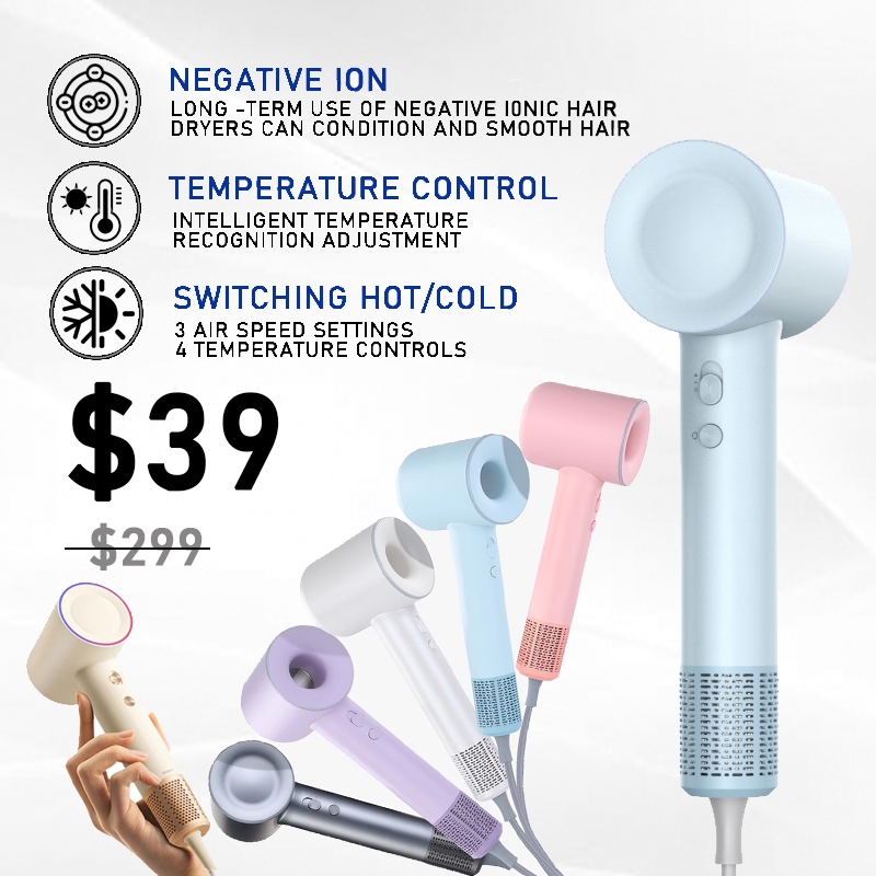 XJ High-speed Hair Dryer 500Million Negative Ionic Fast Drying Low ...