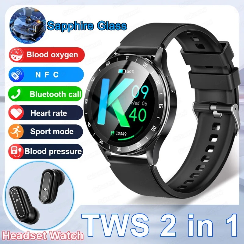 2025 Smartwatch New Men Tws 2 In 1 Wireless Blue Tooth Headset Full ...