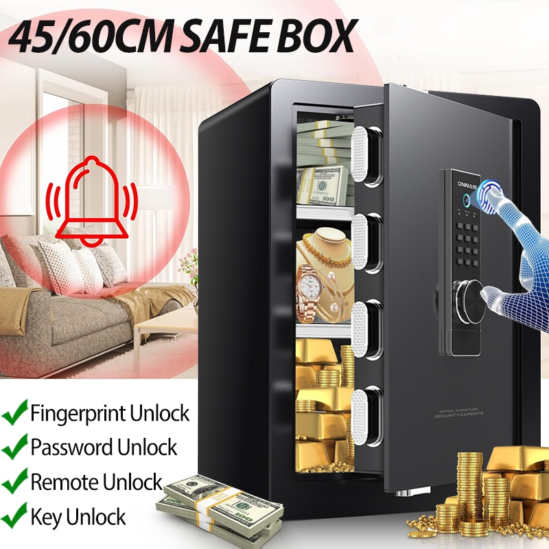 【SHIP FROM SG】45/60CM Safe Box（Fingerprint/Password/Key）Homea Anti ...