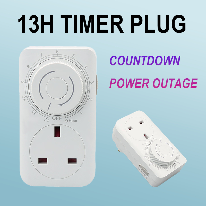 UK 1-13 Hours Countdown Mechanical Timer Plug Socket Energy Saving Plug ...