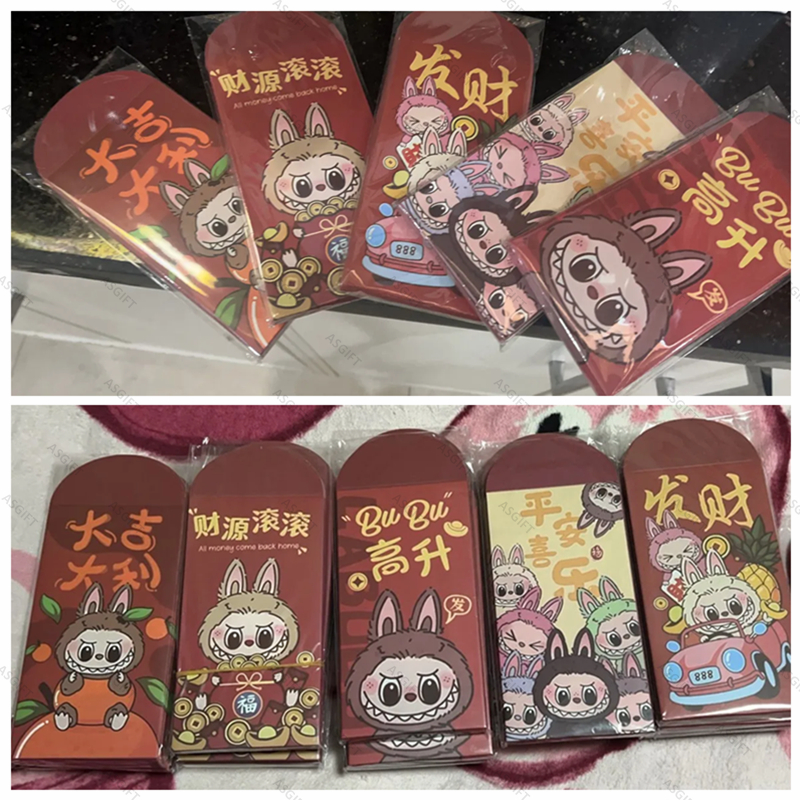 2025 Cute Labubu Red Envelope Labubu Cartoon Lucky Money Packet Angpao ...