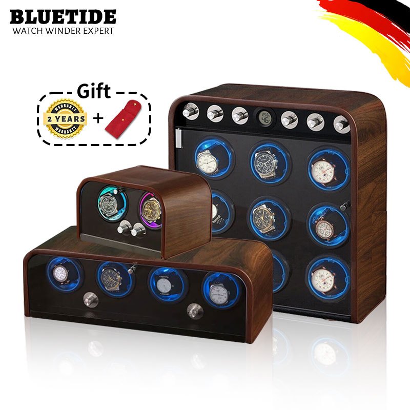 BLUETIDE【Colorful Light】Watch Winder Box Automatic 2/4/6/9 slot Ladies ...