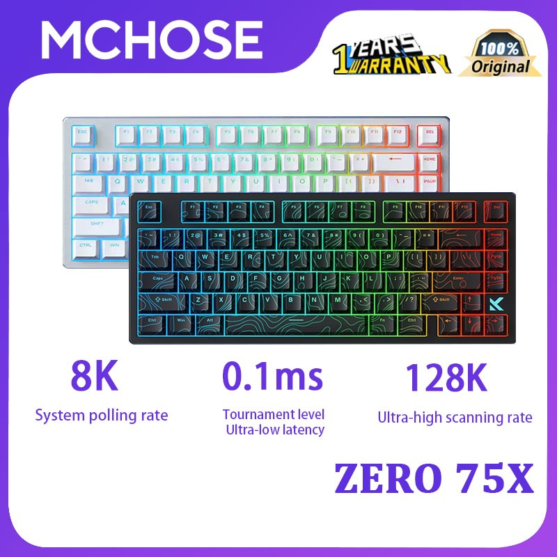 MCHOSE ZERO 75X Wired Magnetic Switch Gaming Keyboard, 8K Return Rate, 128K Scan Rate, RT0.01 ...