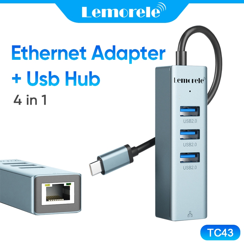 Lemorele Usb C To Ethernet Adapter Usb Hub Splitter Extension Type C To ...