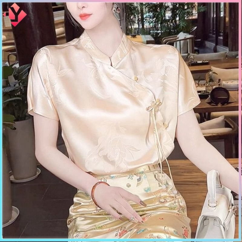 [Actual Photo] Vintage Sweet Diagonal New Traditional Style Button Jade ...