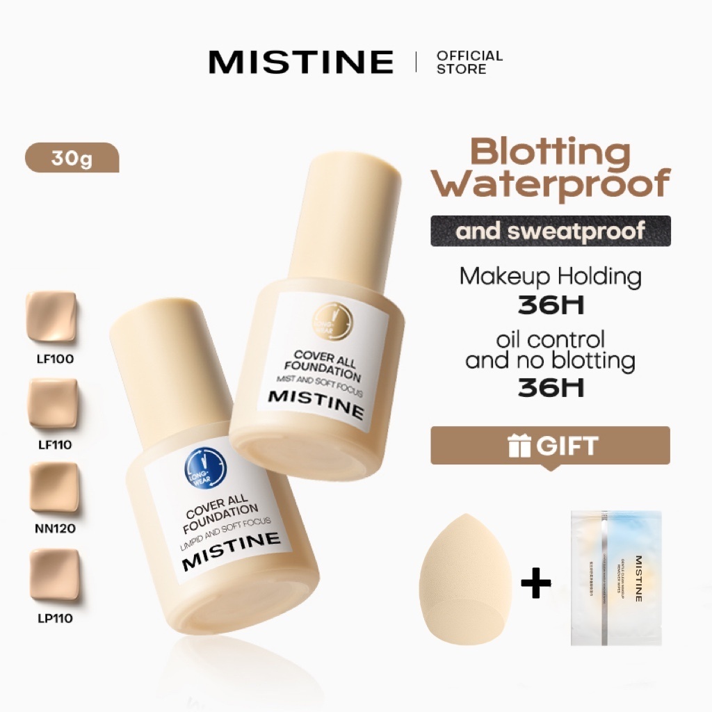 MISTINE NEW VERSION Long-lasting Cover All Oil Control Moisturizing Liquid Foundation 30g All ...