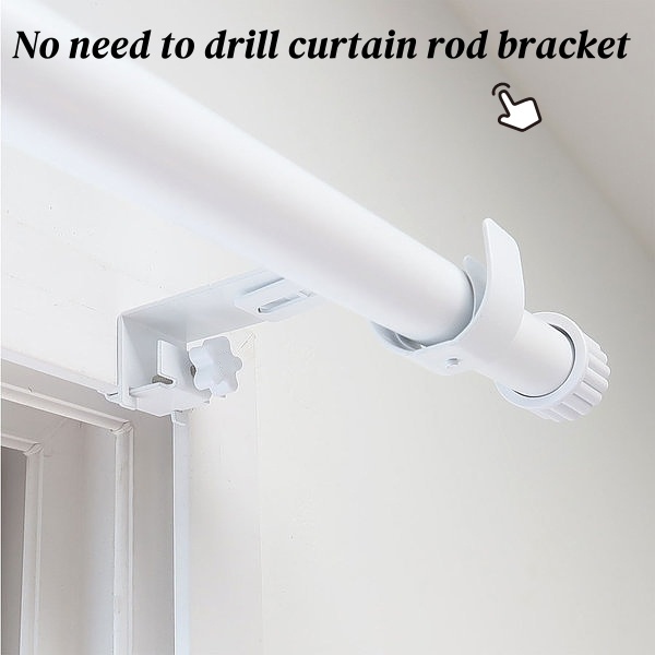 2-Pack Modern White Metal Curtain Rod Holder Bracket, No Drill Easy ...