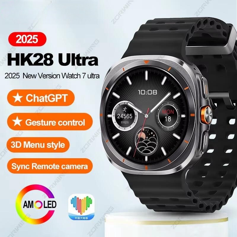 2025 HK28 Ultra AMOLED smartwatch men's 3D menu chat GPT Bluetooth call ...