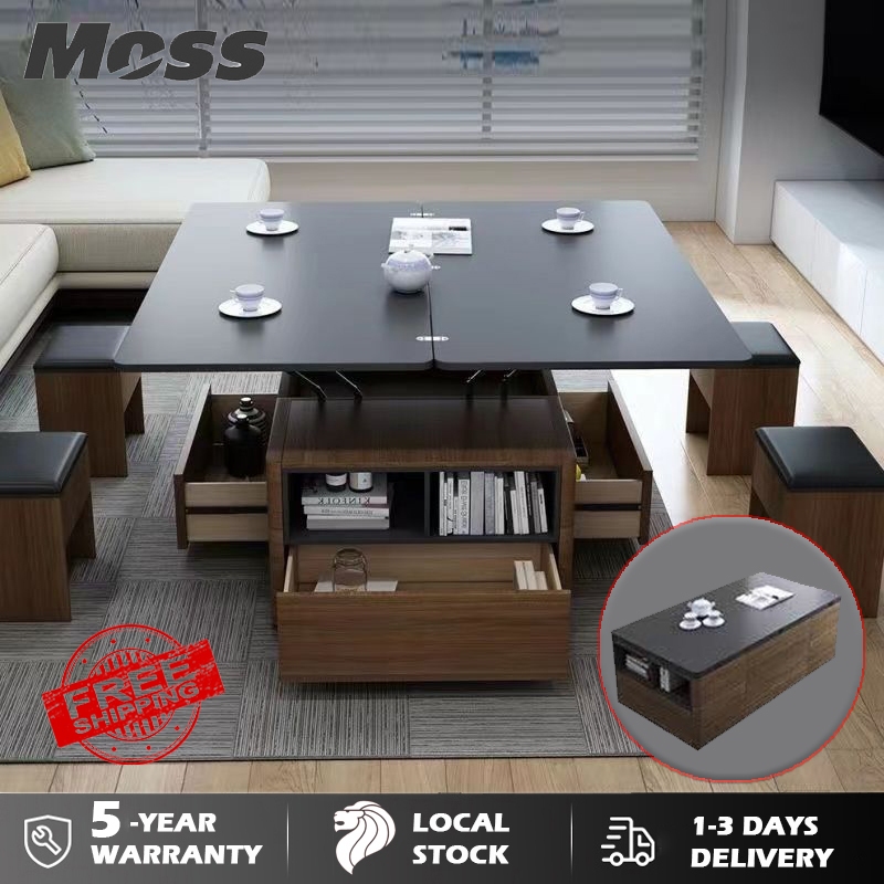 Coffee Table Set with Stool Multifunctional Foldable Coffee Table ...