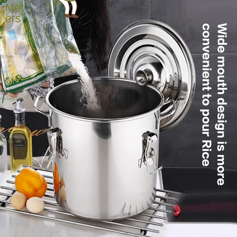 Thick Stainless Steel Rice Bucket Storage Rice Box Rice Flour Bucket ...