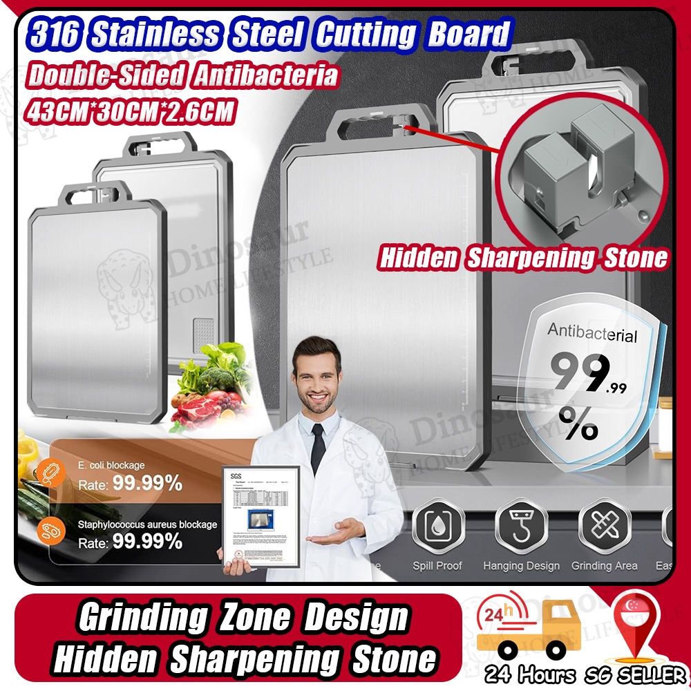 🇸🇬 ReadyStock - Double Sided 316 Stainless Steel PP Chopping Cutting ...