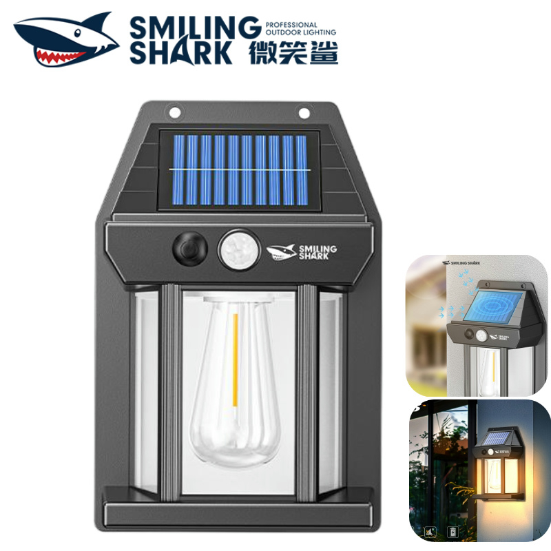 Smiling Shark BD067 LED Wall Light Super Bright Warm Light Solar power ...