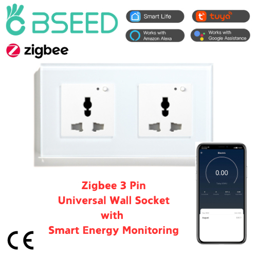 BSEED Smart Zigbee Wall Socket 3 Pin Universal Socket with Energy ...