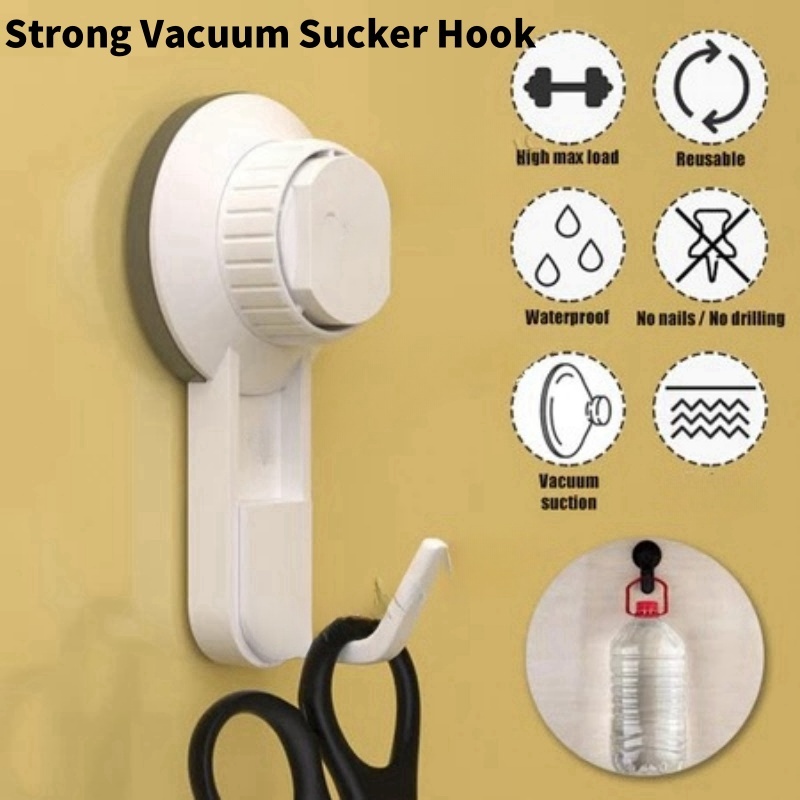 Strong Vacuum Sucker Hook Self Adhesive Reusable Door Wall Hanger Hook ...