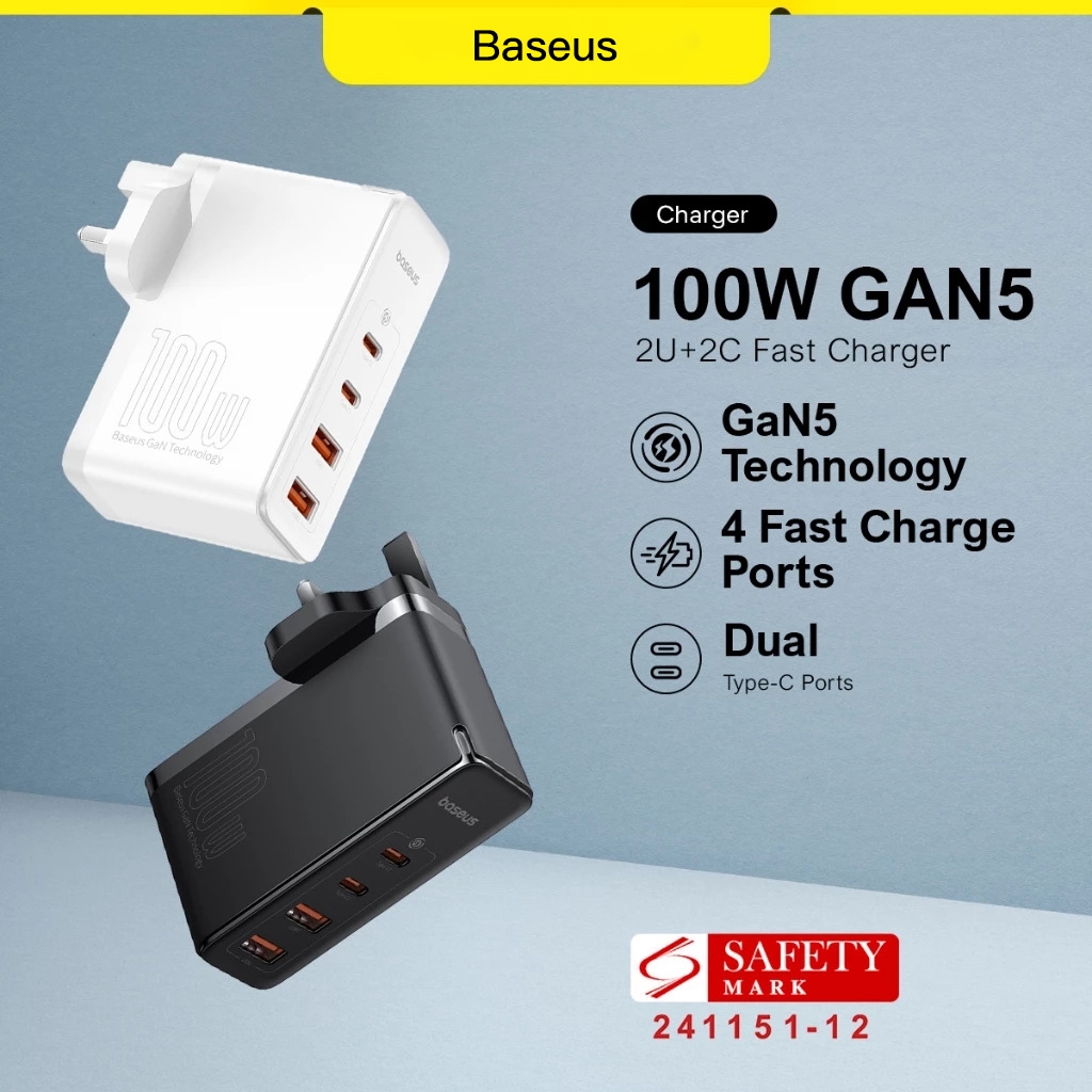 Baseus GaN5 Pro 100W Fast Charger 2C+2U For Phone Laptop | Shopee Singapore