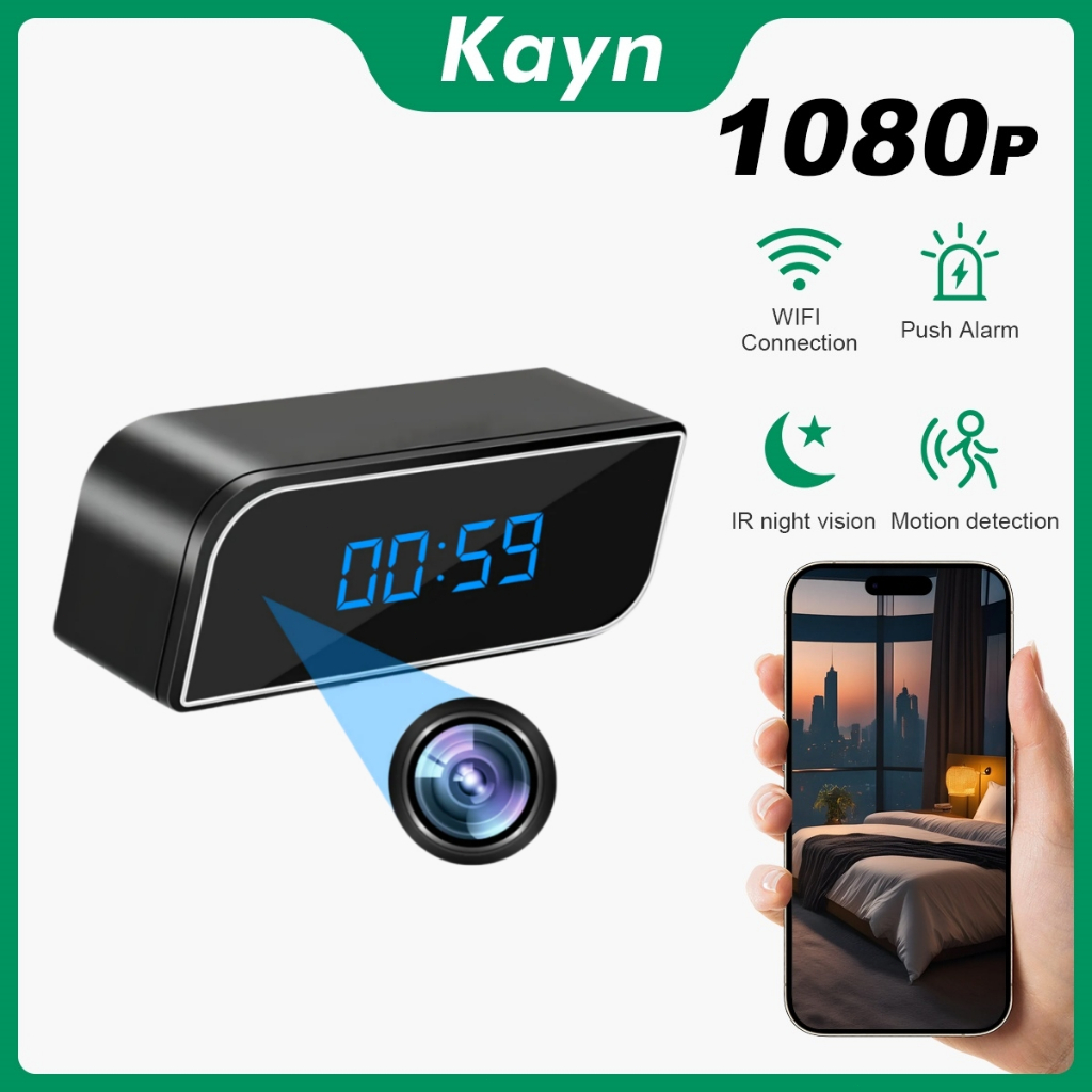 1080P Wireless Mini Clock Camera with Night Vision & Motion Detection ...