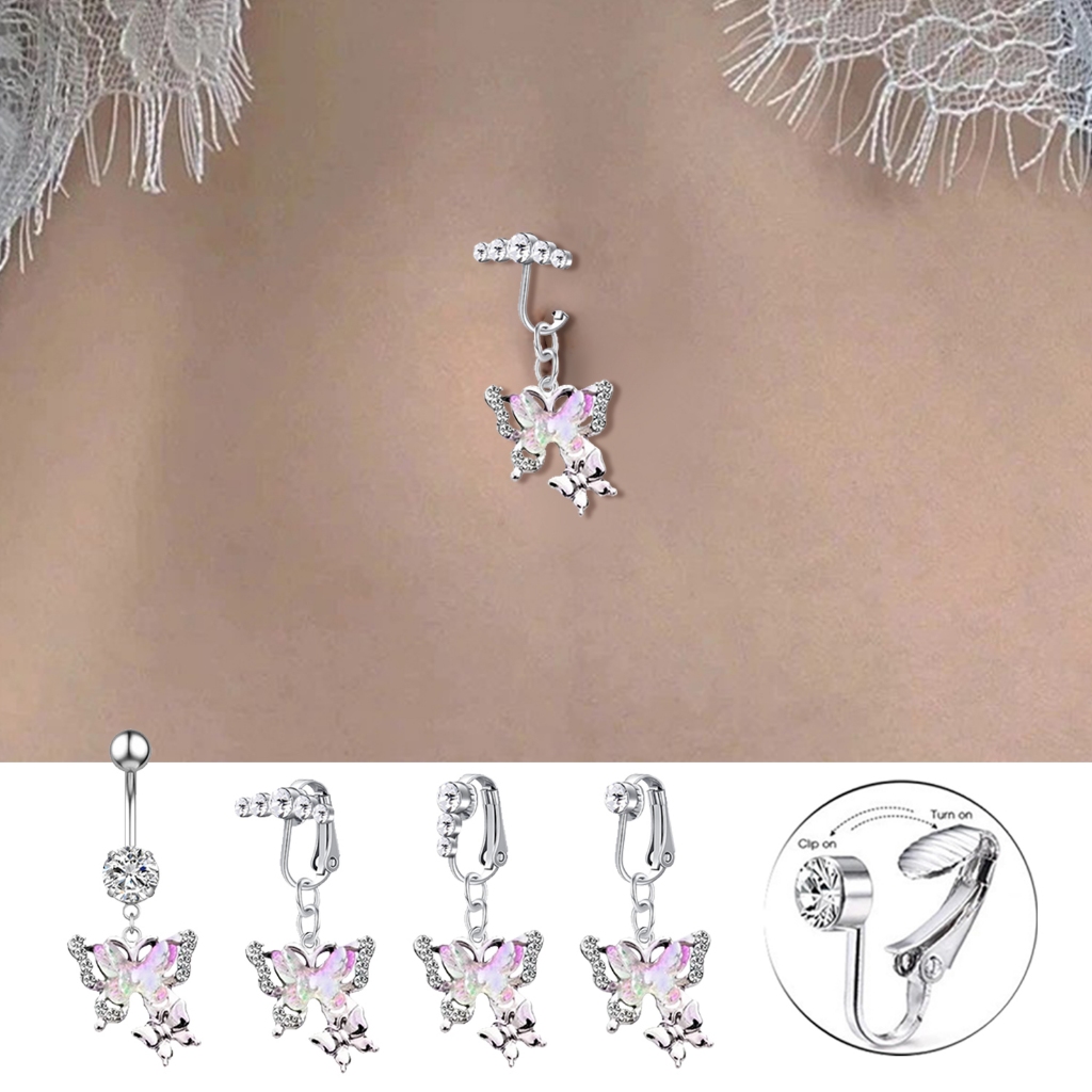 【Ready Stock】 Various Design Of Butterfly Faux Fake Belly Button Stud ...
