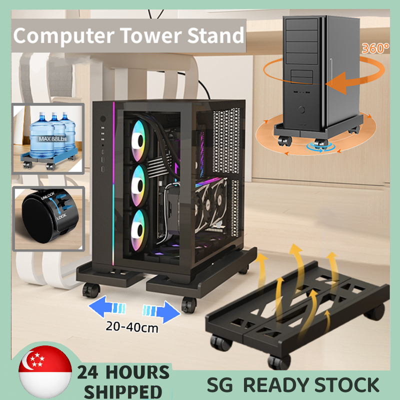 【SG READY STOCK】Adjustable Mobile CPU Stand Ventilated Computer Tower ...
