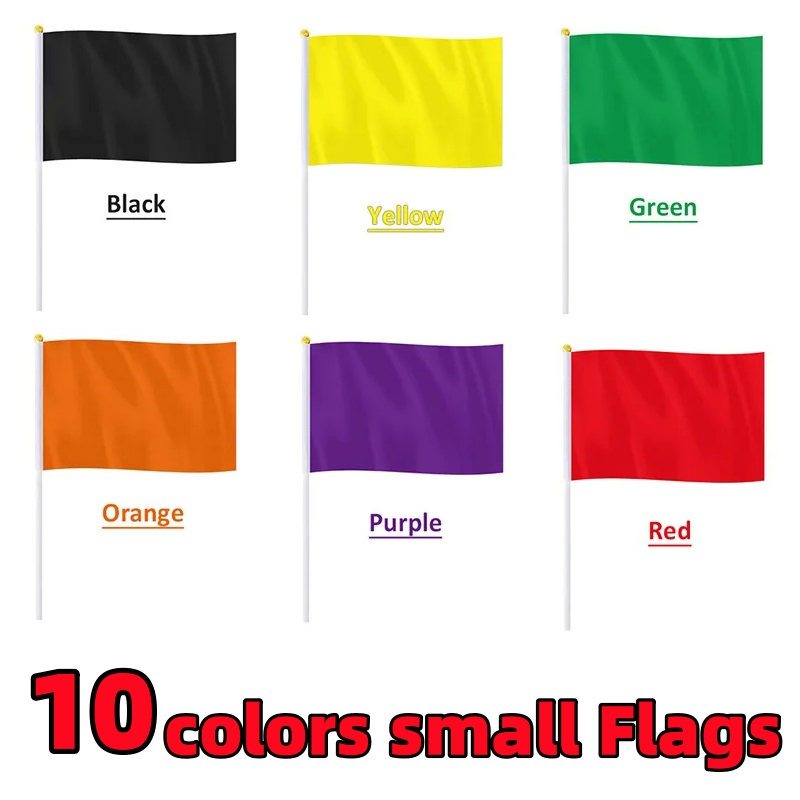 10 Colors Pure Solid Flags Small Mini Hand Flag White,Blank,Black,Red ...