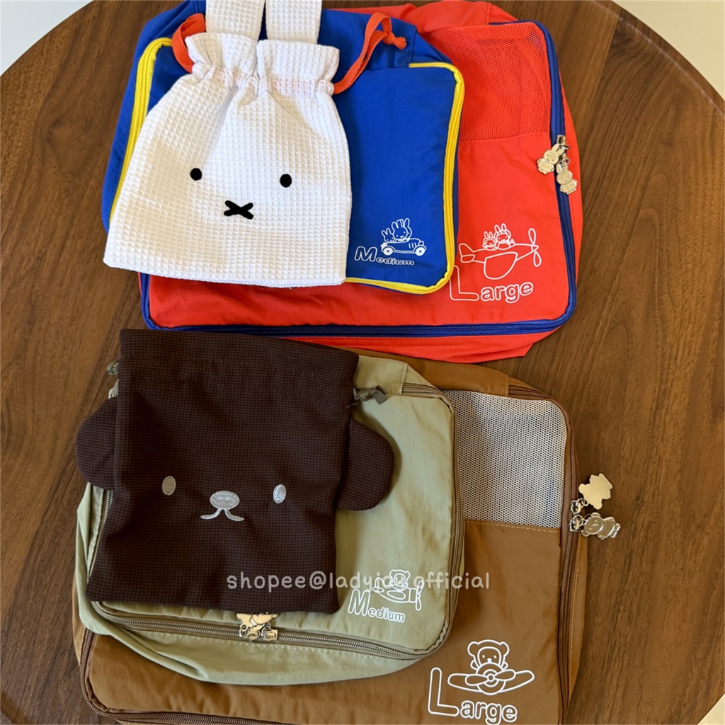 Japanese Cute Miffy Rabbit Bear Travel Storage Bag Three-Piece Set ...