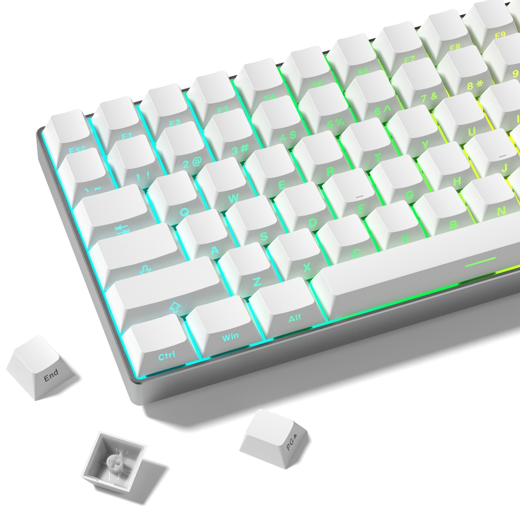 Womier 123 Keys Pure White Cherry Profile Shine Through PBT Side ...