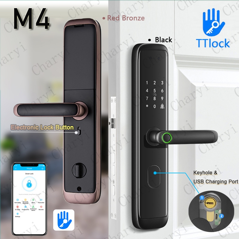 M4 Digital Door Lock Fingerprint Lock 5 Ways Unlocking Methods ...