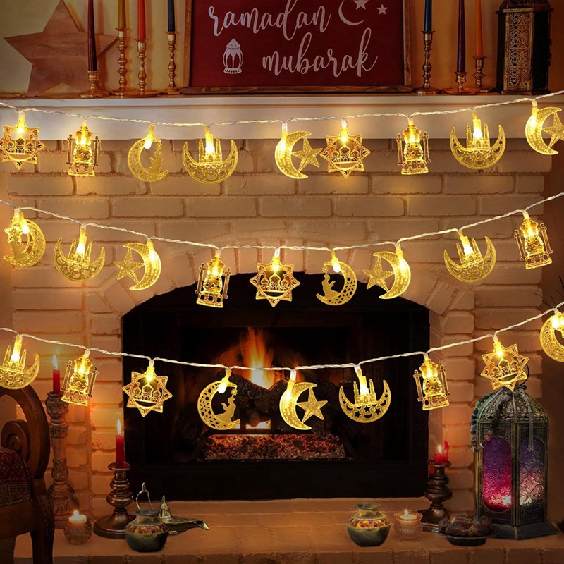 【3Styles】Ramadan Light Eid Moon Star Mosque Shaped Fairy Light with ...