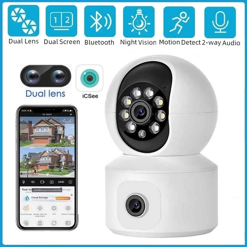 1080P HD Dual Lens PTZ IP Camera WiFi Indoor Colorful Night Vision Auto ...