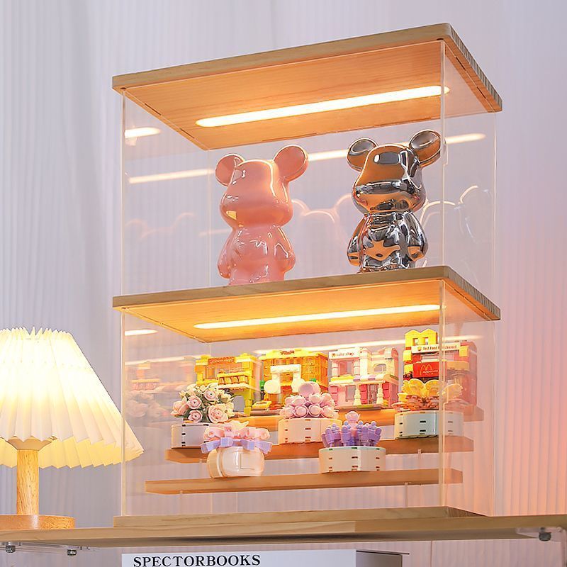 LED Light Popmart Display Box Acrylic Display Case Blind Box Figurine ...