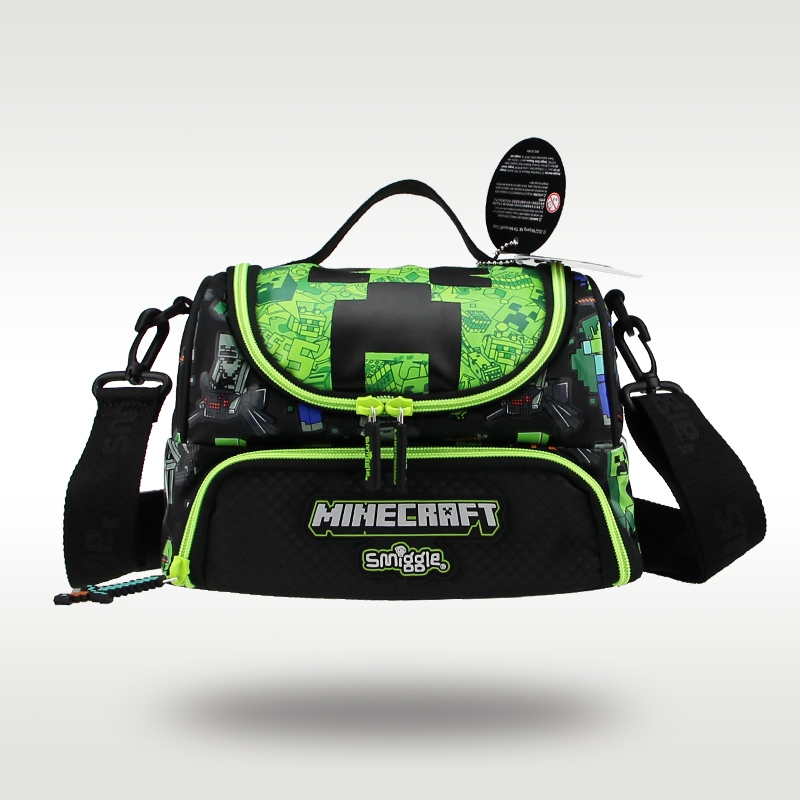 Australia smiggle lunch bag boy cool black green Minecraft crossbody ...