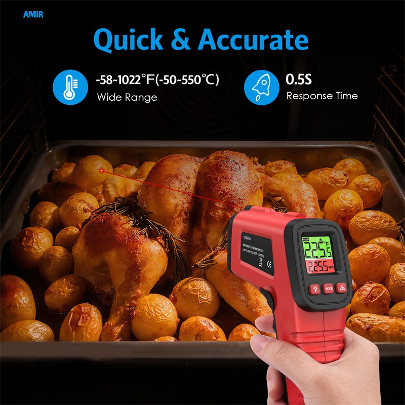 AMIR Digital Infrared Meat Thermometer -50℃-550℃ Food Thermometer ...