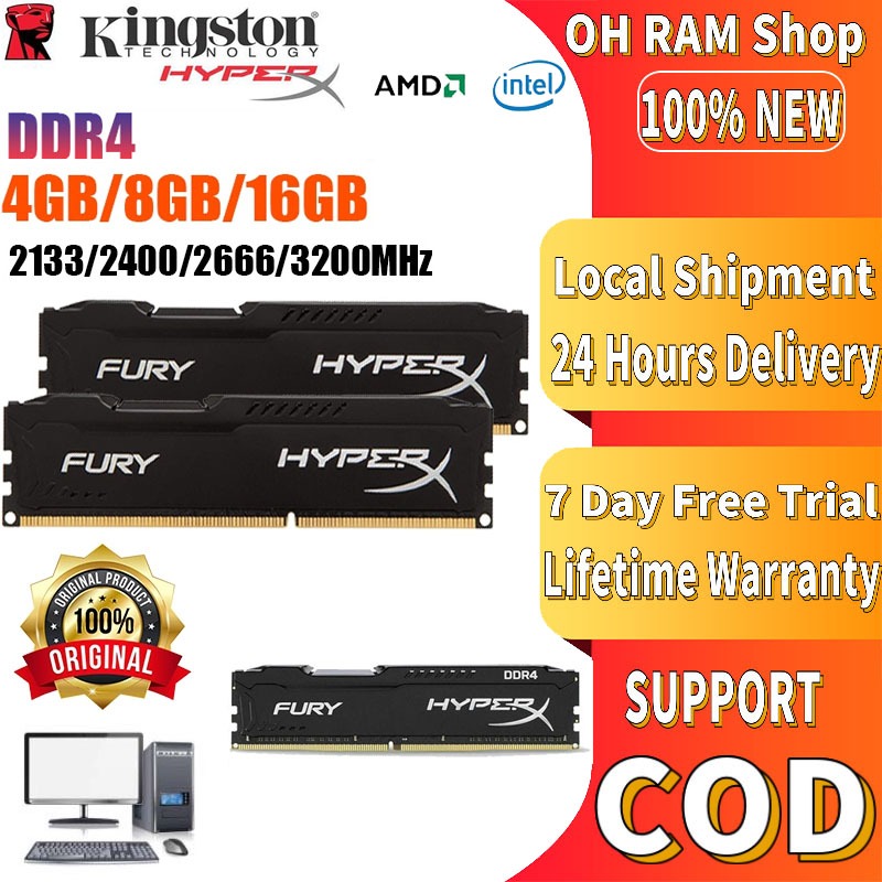 【Local delivery】Kingston Hyperx DDR4 4GB/8GB/16GB 2400/2666/3200MHZ Desktop RAM DDR4 DIMM for PC ...