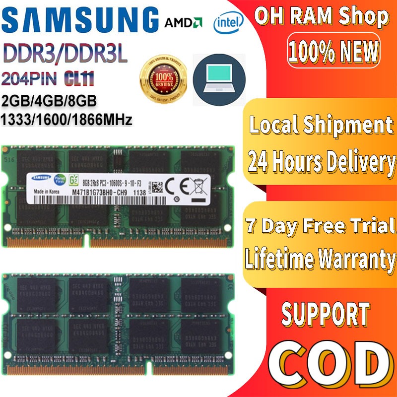 【Local delivery】Samsung DDR3/DDR3L RAM Laptop 4GB 8GB 1333 1600Mhz 1866MHZ Laptop RAM 204Pin ...