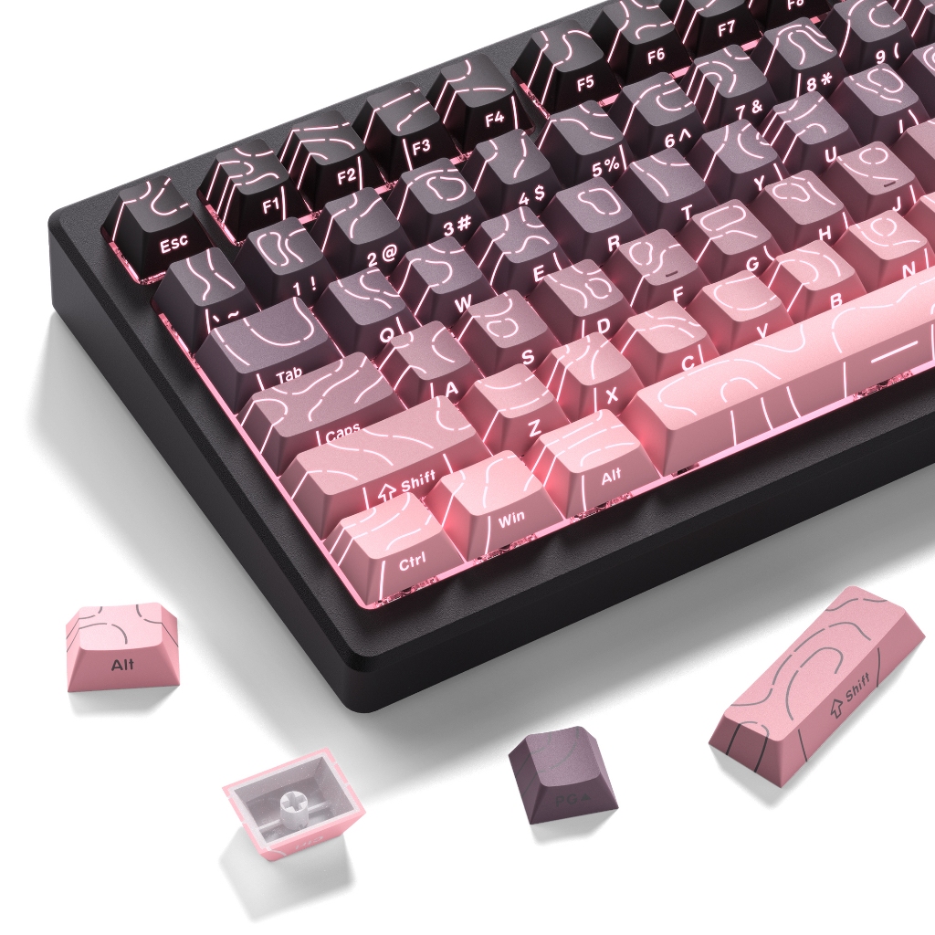 98 Keys Shine Through Cherry Profile Keycaps Double Shot PBT Custom Key ...