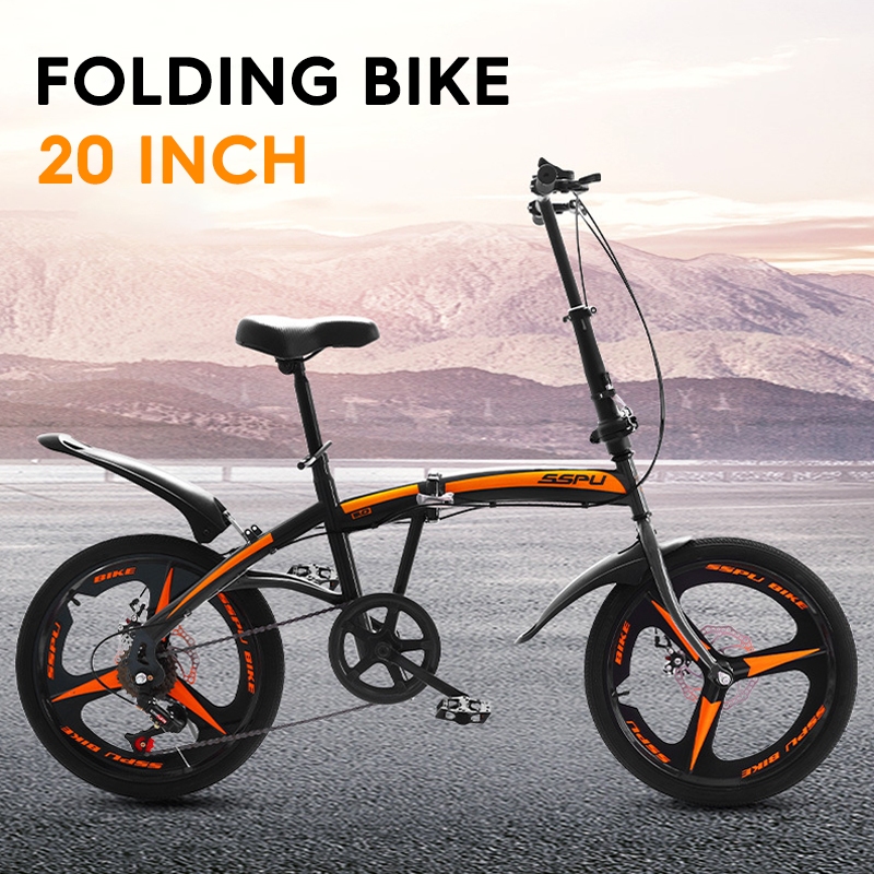 Folding Bicycle Ultralight Portable 20 inch Adult Disc Brake Shift ...