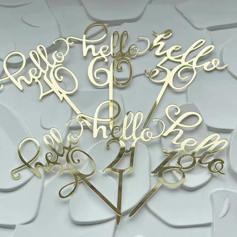 10 Pieces Happy Birthday Cake Topper, Hello 18 / Hello 21 / Hello 30 ...
