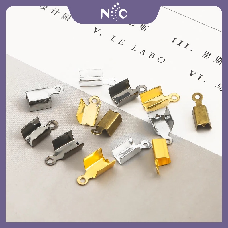 【NCC】200pcs Iron Clip Buckle Cord End Tip Fold Over Clasp Crimp Bead ...