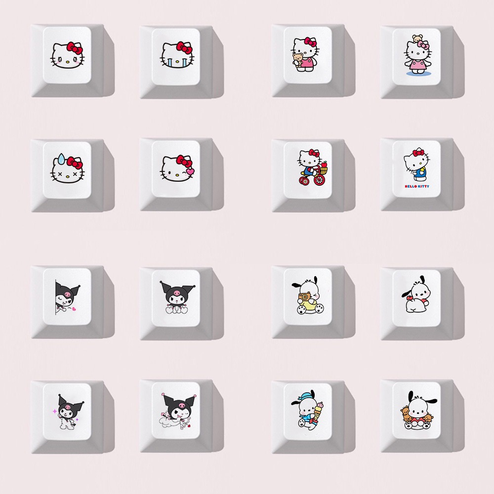 4pcs Sanrio Hello Kitty Keycap Cherry R4 PBT Dye Sublimation Mechanical ...