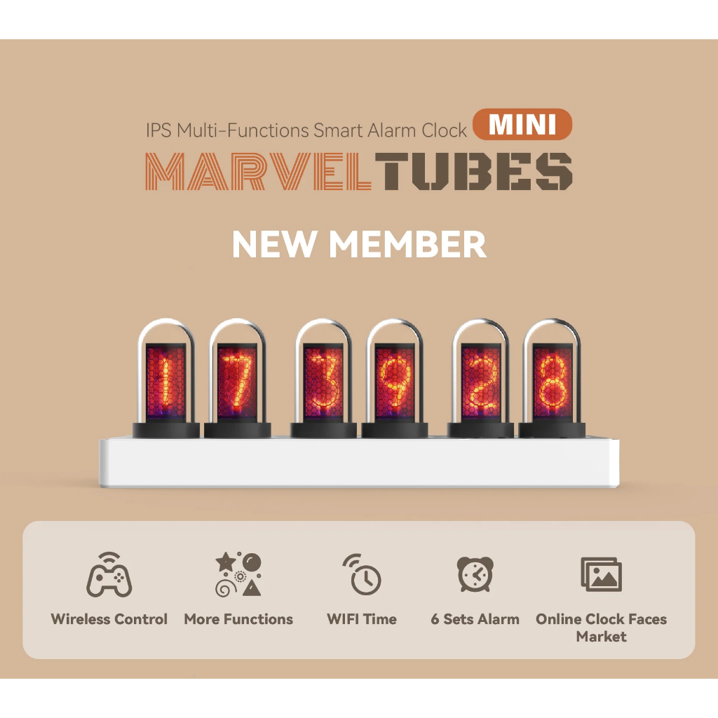 WIFI control 6-DIGIT MiniIPS color screen quasi-glow tube digital clock ...